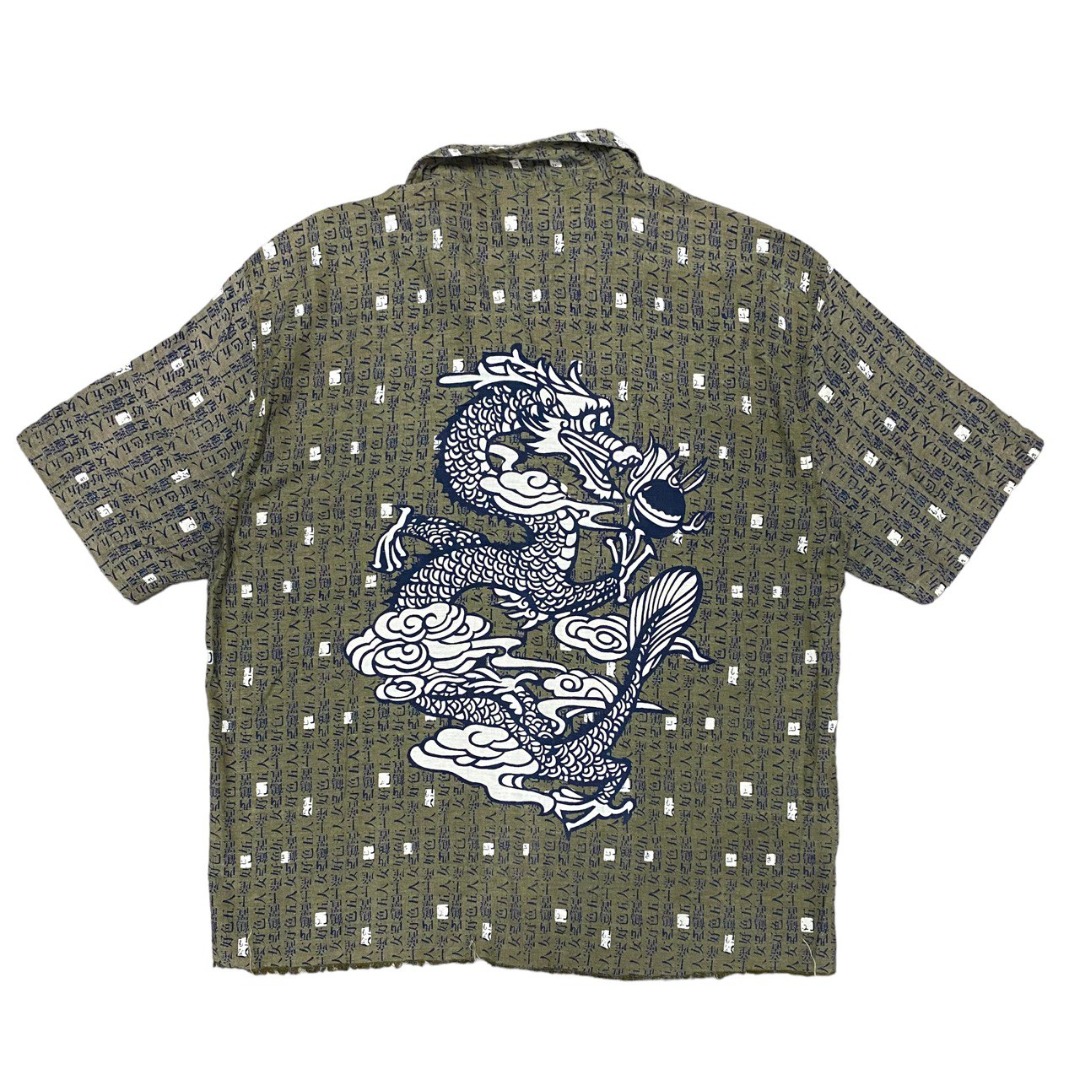 Vintage Utility Dragon AOP Button Up Polo Shirt, Men's Fashion, Tops ...