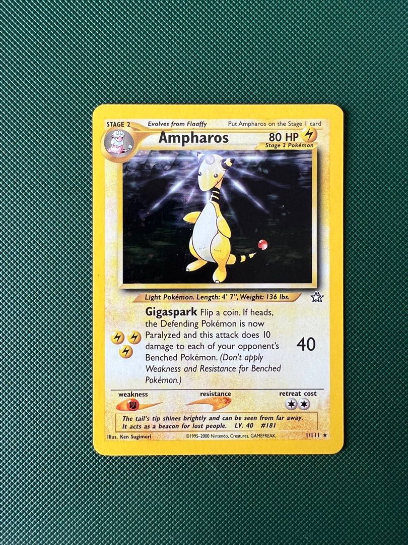 Ampharos 1/111 Neo Genesis Holo Rare Vintage Pokemon Card, Hobbies ...