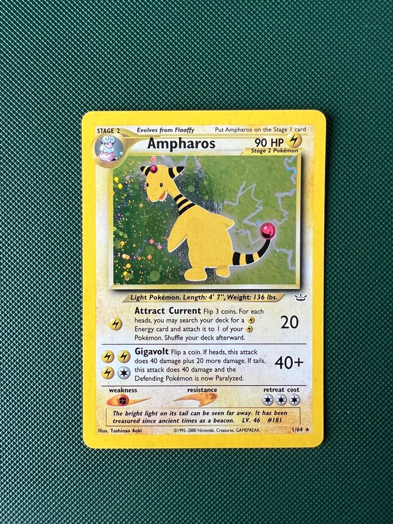 Ampharos 1/64 Neo Revelation Holo Rare Vintage Pokemon Card, Hobbies ...