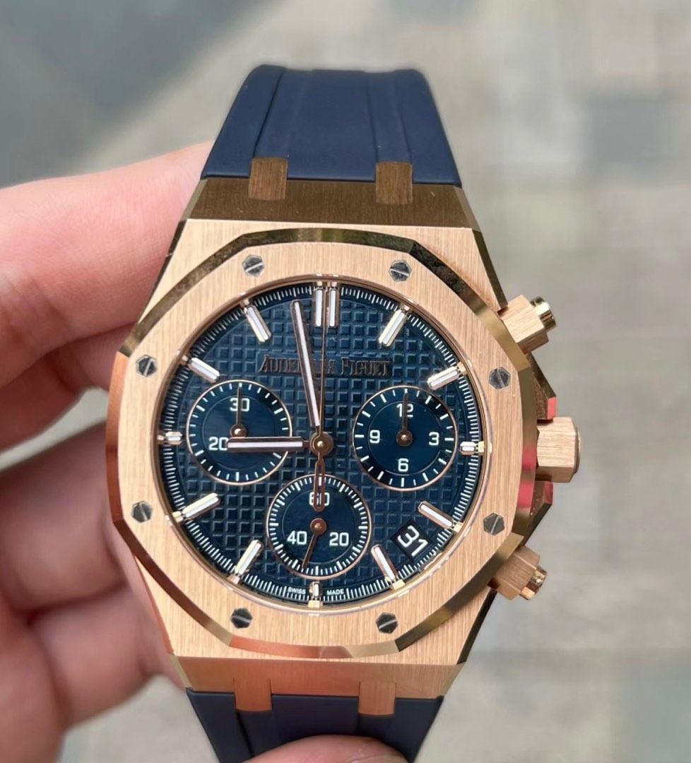 AP Chronograph Rose Gold Blue, Luxury, Watches on Carousell