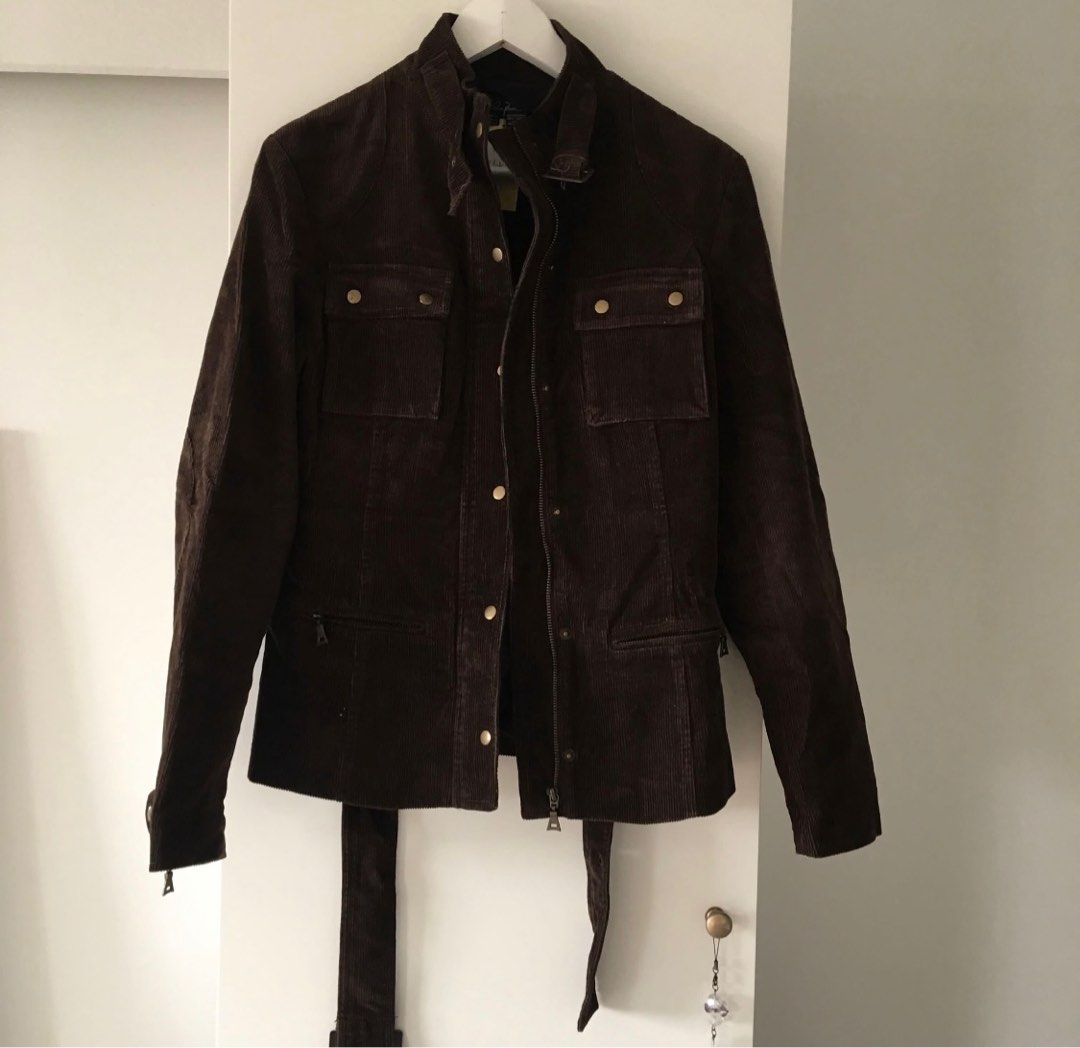 Belt line Brown suede autumn/winter jacket M 38, Women's Fashion, Coats ...