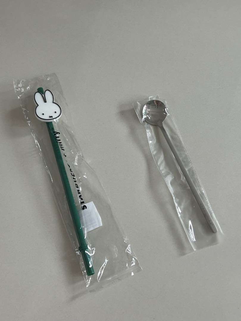 Brand New Starbucks Miffy straw stainless still stirring spoon ...