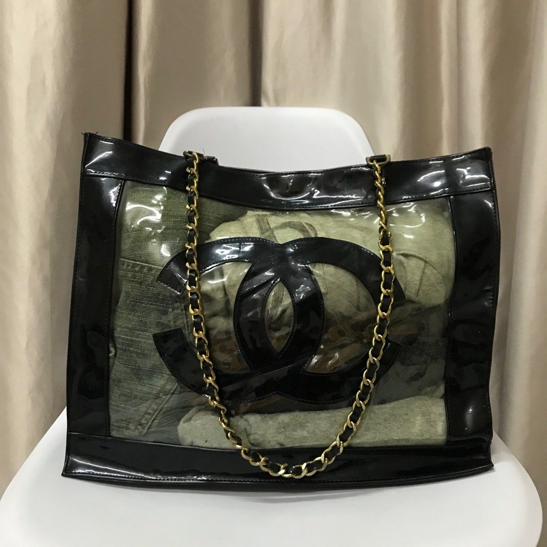 CHANEL TRANSPARENT CHAIN TOTE BAG, Women's Fashion, Bags & Wallets ...