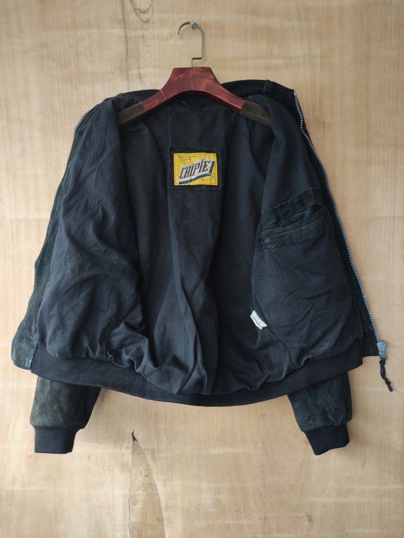 CHIPIE RIRI ZIPPER VINTAGE 80's SUEDE LEATHER BOMBER JACKET MADE IN ...