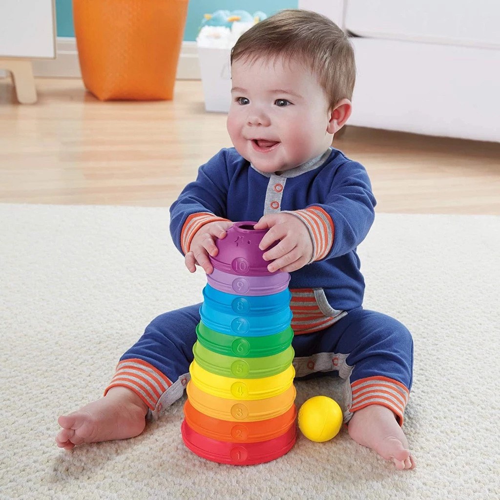 Fisher Price Rainbow Nesting Stack & Roll Cup Bowl, Babies & Kids ...