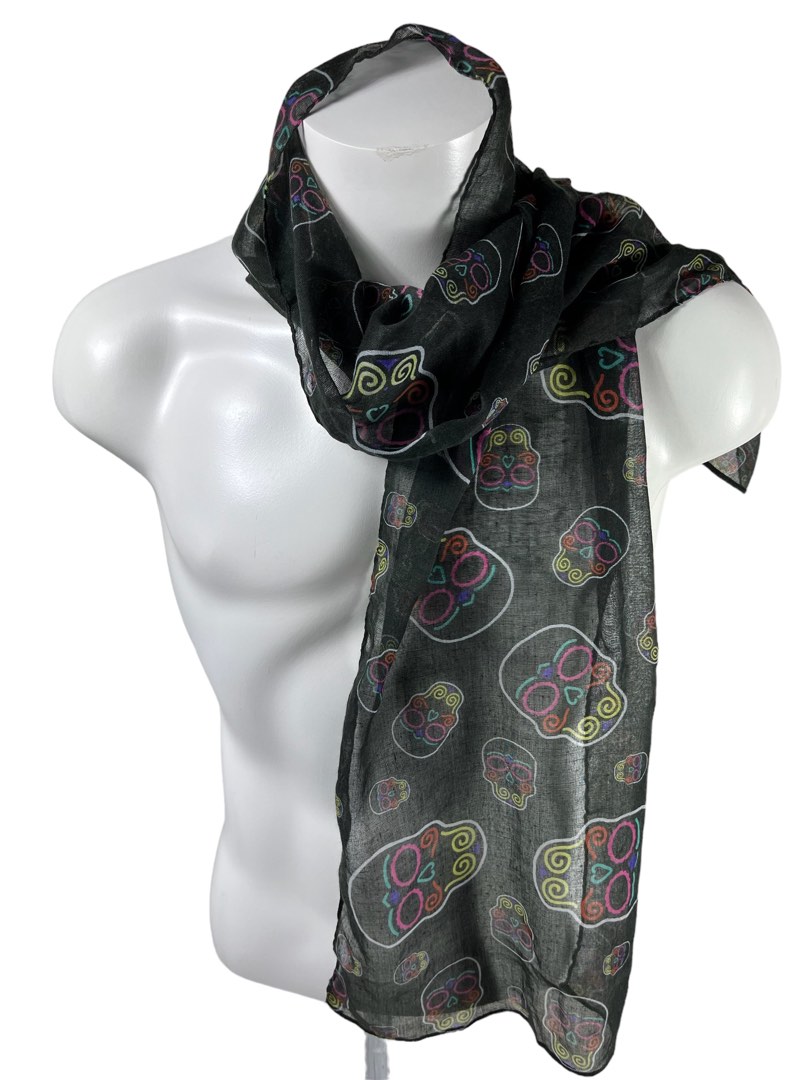 Glow Skull Carnival Lightweight Scarf, Luxury, Accessories on Carousell