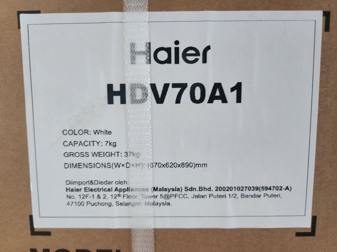 Haier Dryer Model HD70A1, TV & Home Appliances, Washing Machines and ...