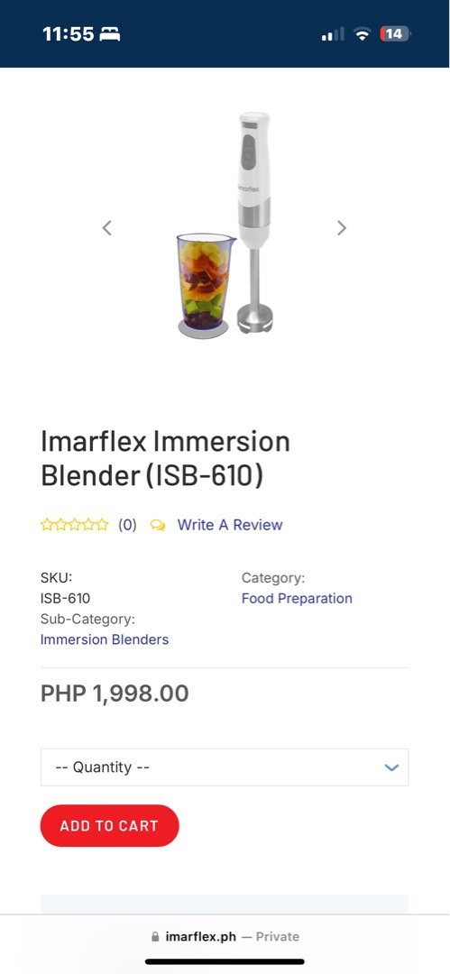 Imarflex hand blender immersion, TV & Home Appliances, Kitchen ...
