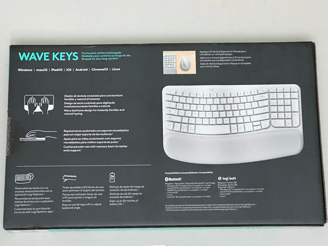 Logitech Wave Keys Ergonomic Wireless Keyboard, Computers & Tech, Parts ...
