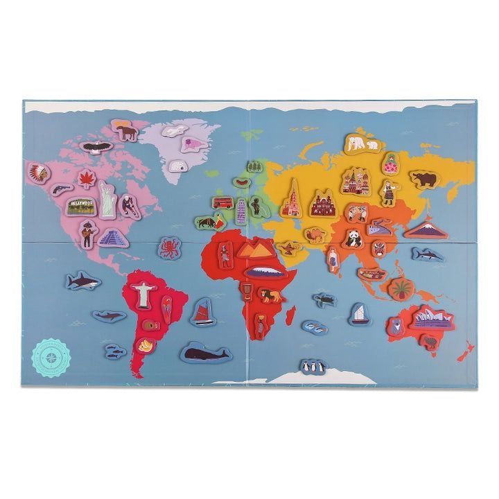 Mideer Hello World Magnetic world map with landmarks for all ages above ...