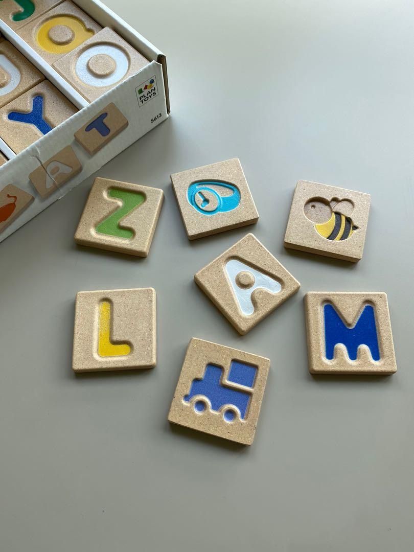 Plan Toys Alphabets A-Z wooden tiles toddler educational toy (KIDS ...