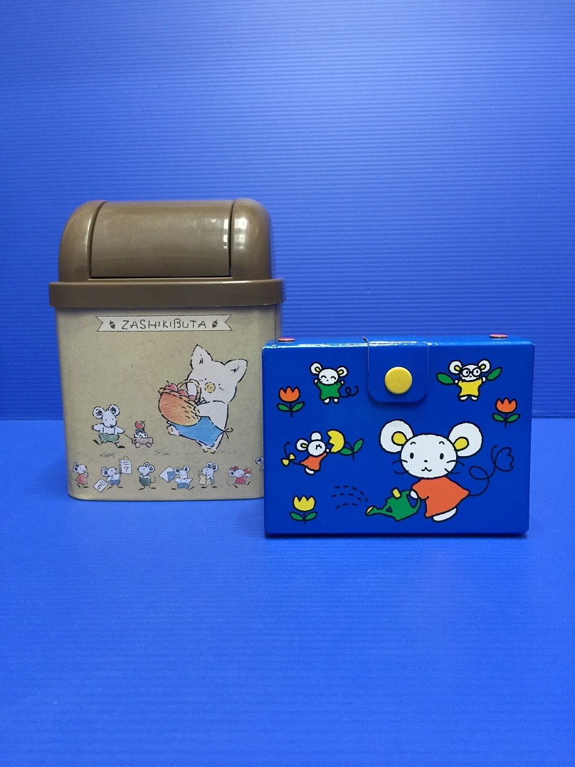 Sanrio Zashikibuta Z豬 Chippy Mouse 小白鼠 1989-1995年 迷你垃圾桶 迷你文件盒 ((每件 ...