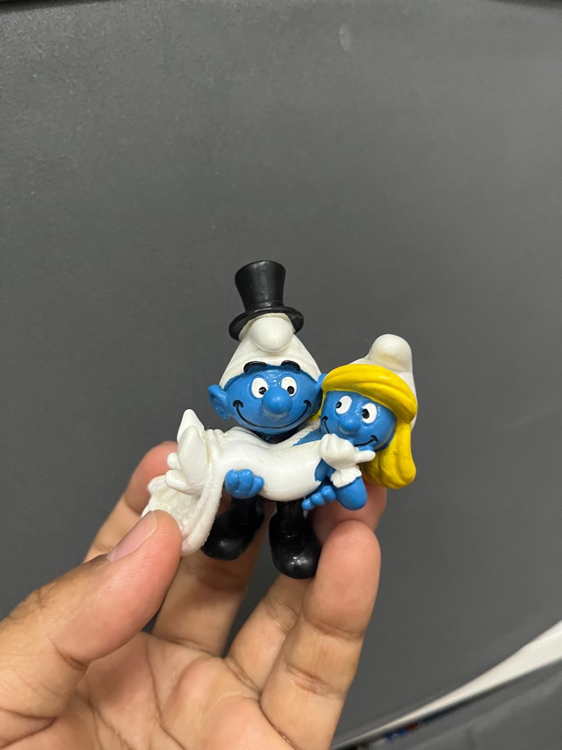 Smurfette Bride & Smurf Groom Wedding Cake Topper Figurine Vintage ...