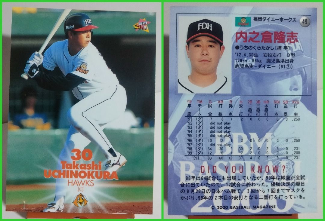 [SOLD INDIVIDUALLY] Japanese BBM2000 Regular Baseball Card BBM 2000 ...