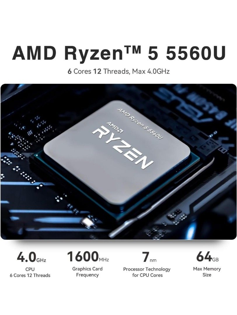 TRIGKEY S5 Mini PC, AMD Ryzen 5 5560U, Computers & Tech, Desktops on ...
