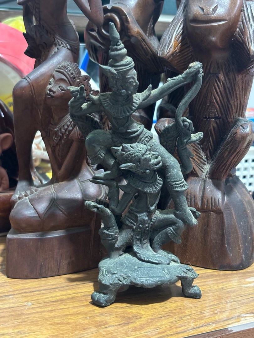 Vintage Ramayana Lor Boran 倒模 Statue, Rama & Hanuman, bow defect ...