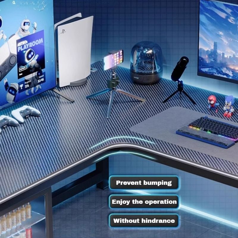 [INSTOCK] Corner L Shape Computer Table Carbon Fibre Office gaming ...