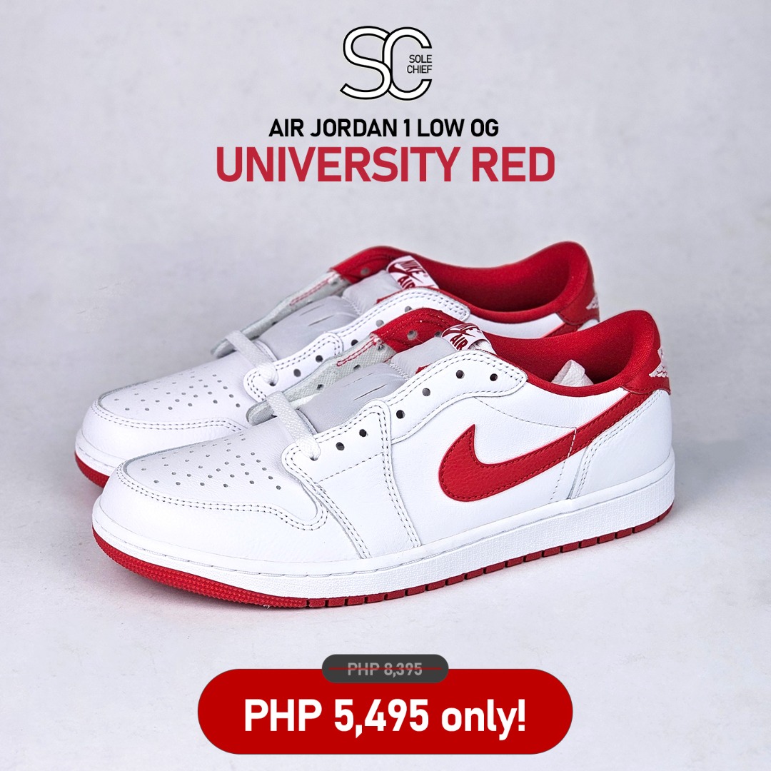 BELOW SRP! US 9M Air Jordan 1 Low OG University Red, Men's Fashion ...