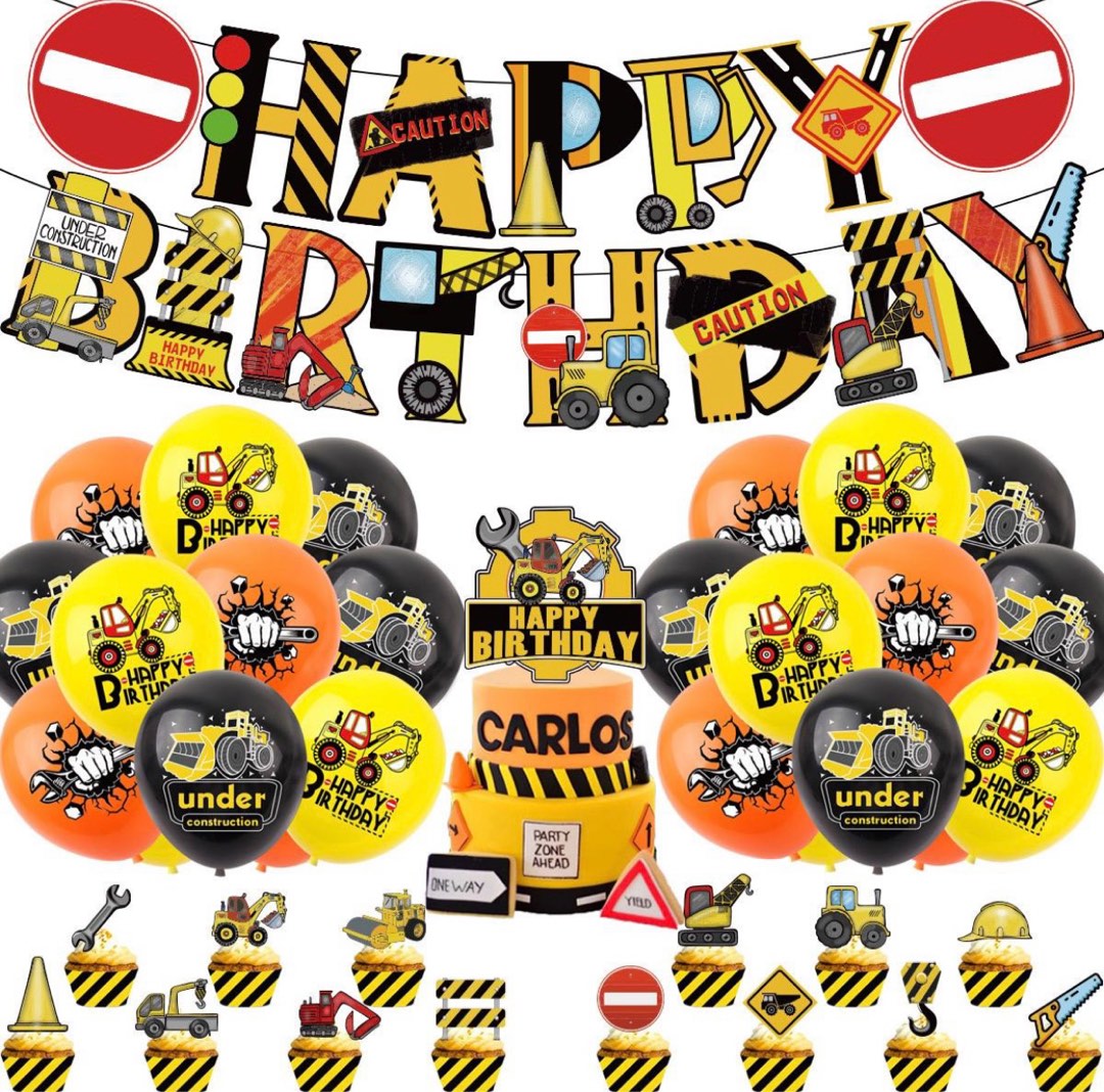 Construction Vehicles Theme Set C Balloons Decoration Set Birthday ...