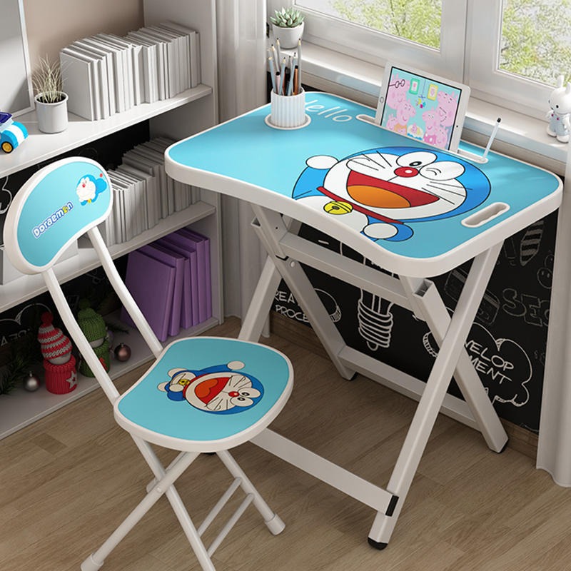 Doraemon Kids Portable Folding Cartoon Writing Study Table & Chair with ...