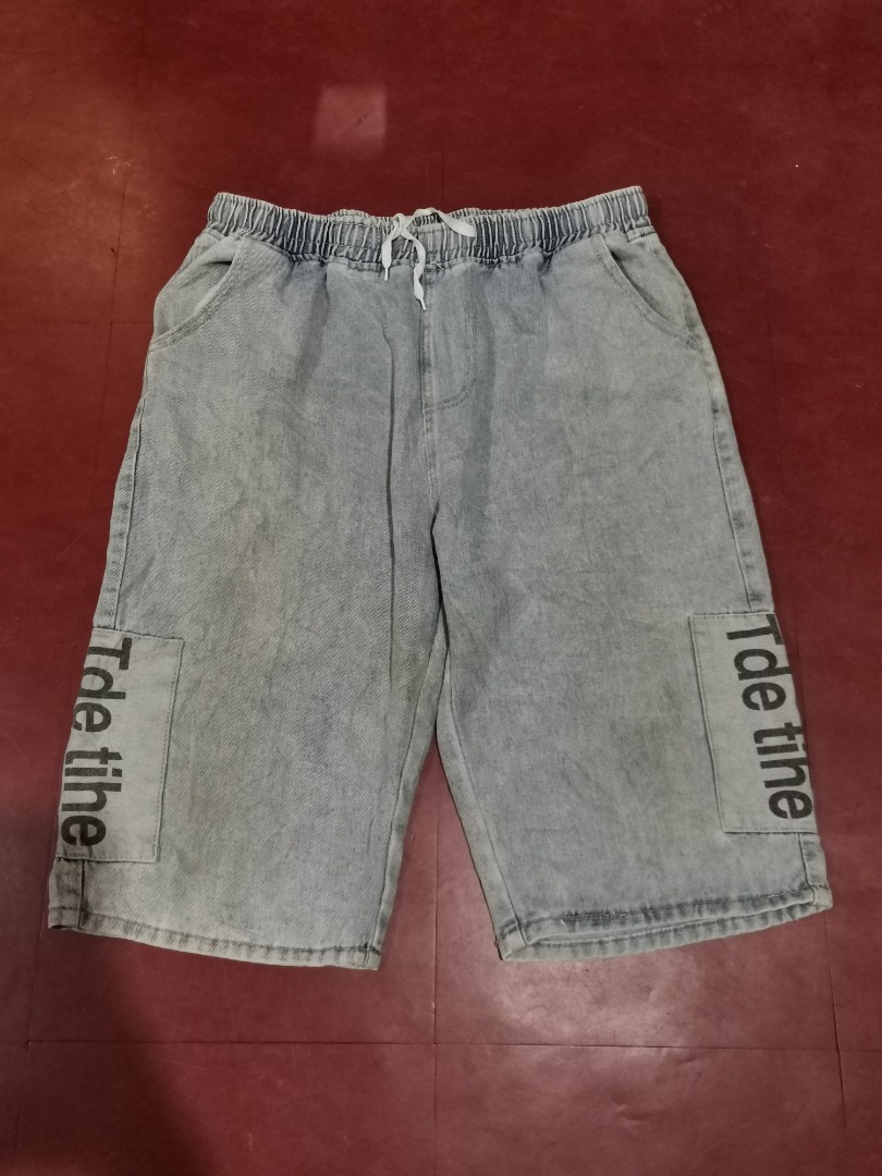 Garterized Denim Long Jorts, Men's Fashion, Bottoms, Shorts on Carousell