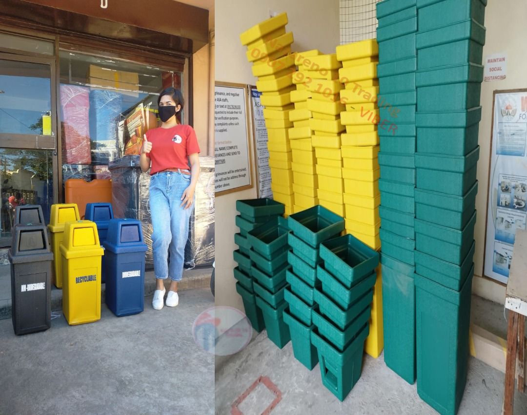 Hooded Trash bin segregation 528, Furniture & Home Living, Cleaning ...