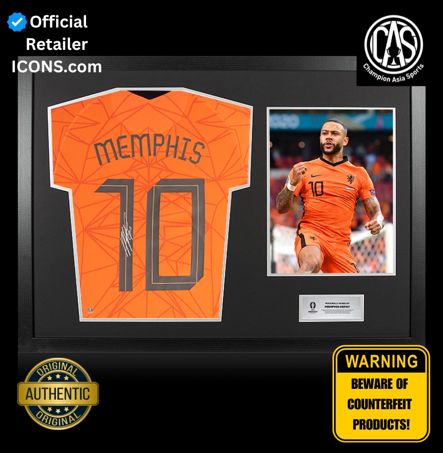 Memphis Depay Official UEFA EURO 2024 Back Signed and Hero Framed ...