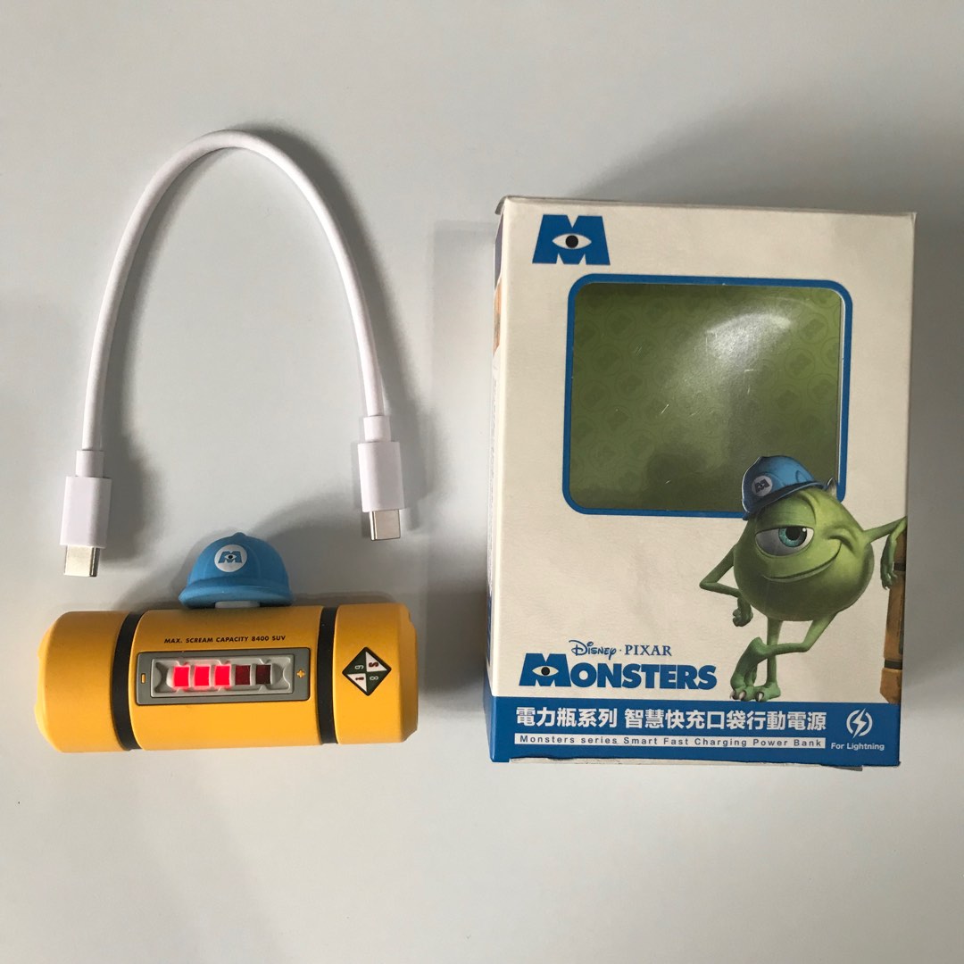 Monsters 怪獸公司 怪獸大學 電力瓶 毛毛 大眼仔 迪士尼 差電器 尿袋 充電器 充電寶 行動電源 lightning, 手提電話 ...