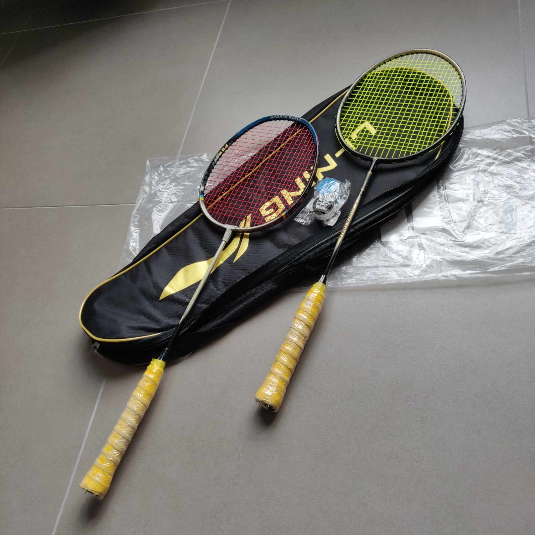 New Badminton Bag with 2 Rackets and 2 Grips, Sports Equipment, Other ...