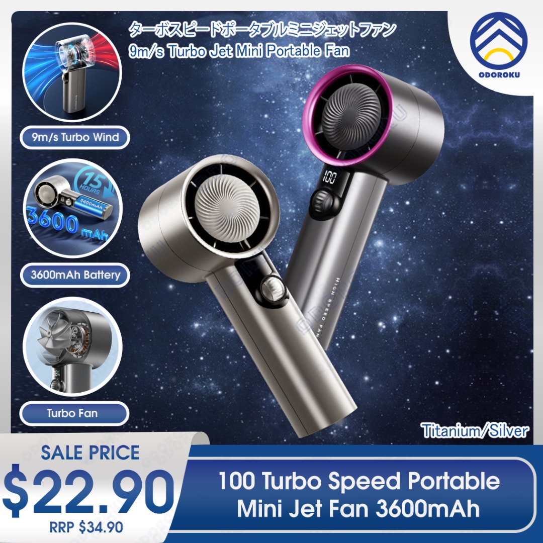 ODOROKU 100 Turbo Speed Portable Mini Jet Fan 3600mAh Battery ...