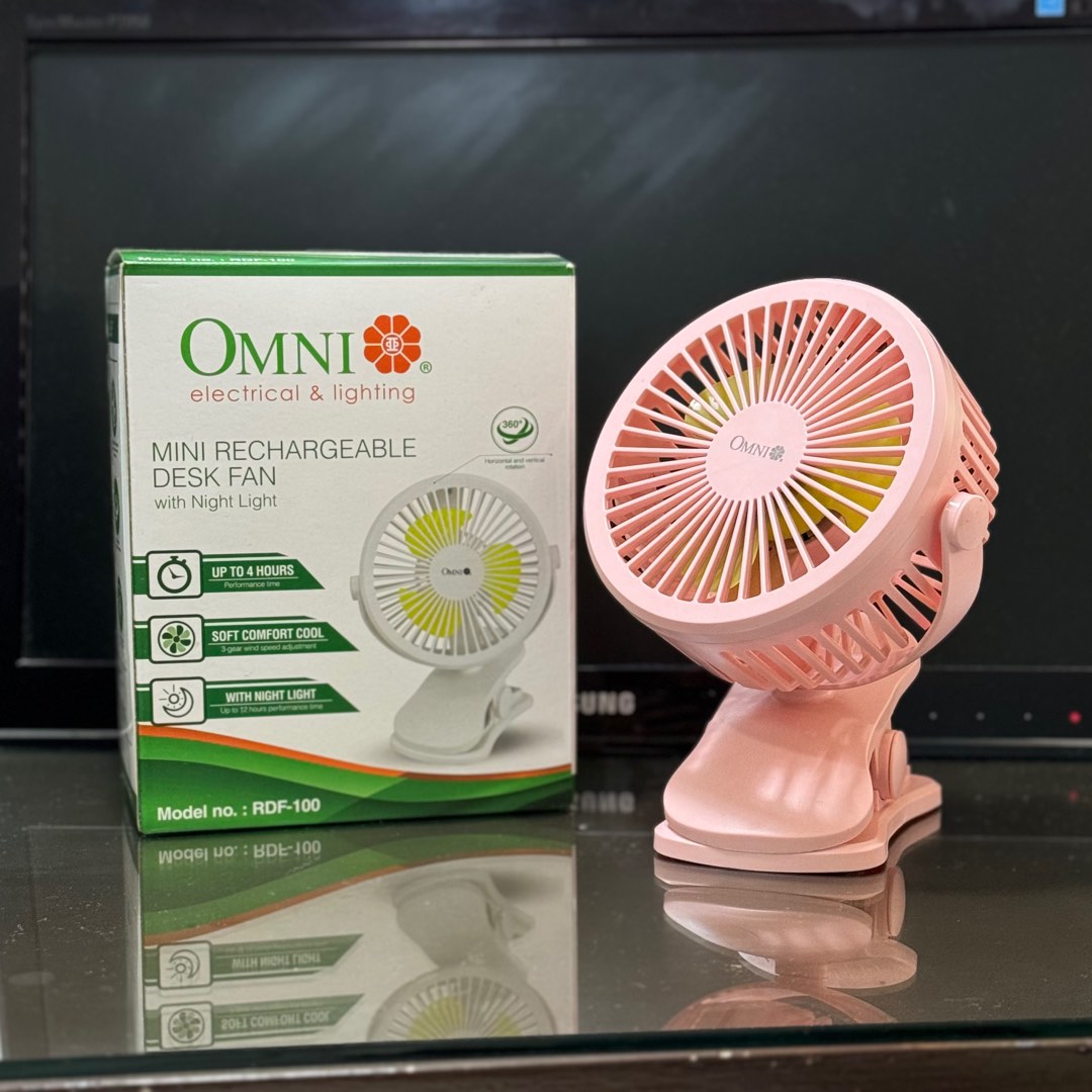 OMNI mini fan rechargeable clip-on, Furniture & Home Living, Lighting ...