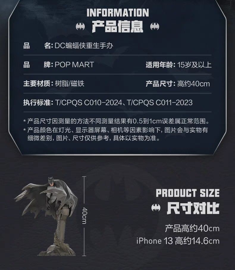 Preorder: Popmart Pop Mart popmart Reborn Batman DC Comics Figure ...