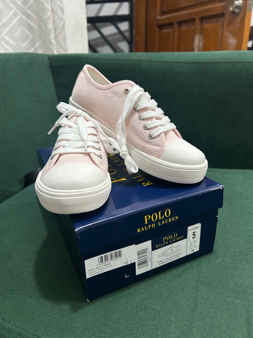 Ralph Lauren POLO Pink / Paper White Forrester Low, Women's Fashion ...