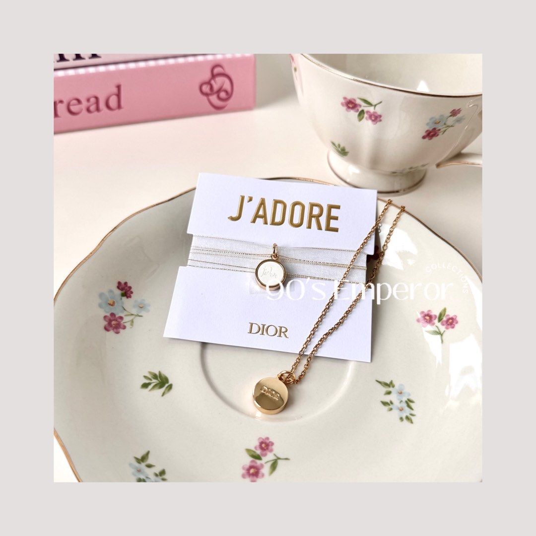 【READYSTOCK】DIOR Jadore stone diffuser diy modified necklace titanium steel long last gold ...