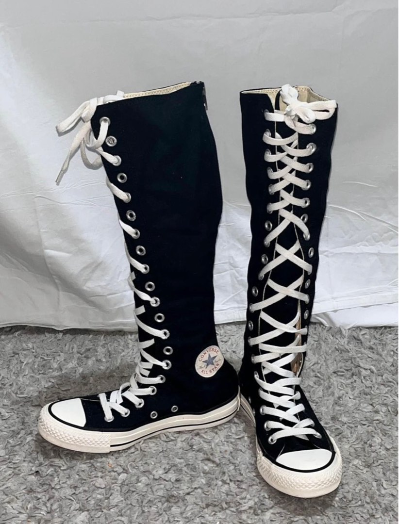 SIZE 6 Converse Chuck Taylor Knee High Side Zipper Black Shoes, Women's ...