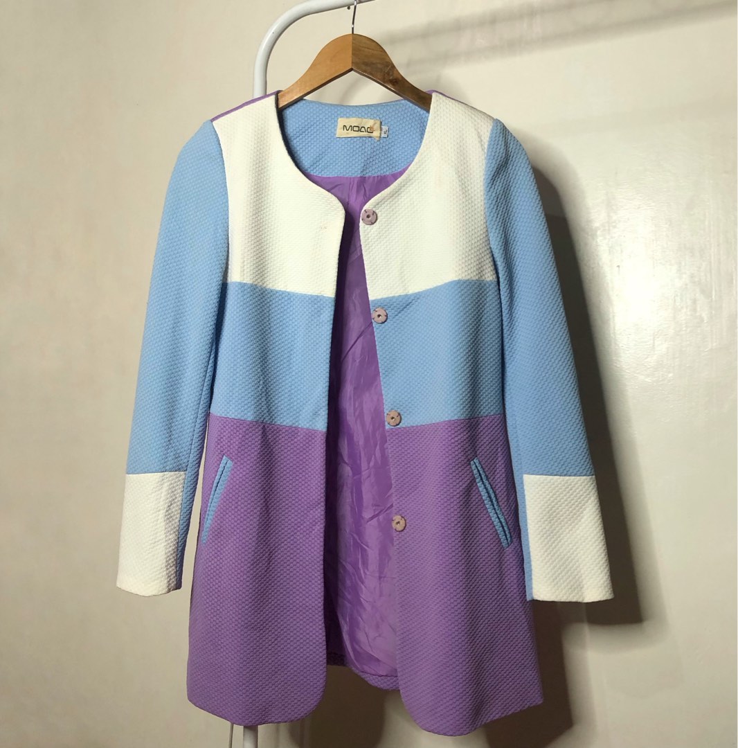 Tri-color Long Coat, Women's Fashion, Coats, Jackets and Outerwear on ...