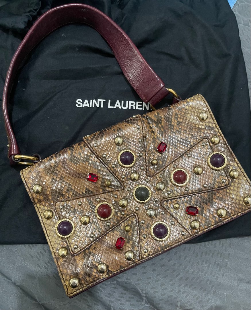 YSL BYZANCE CROSS shoulder bag in Python leather., Luxury, Bags ...