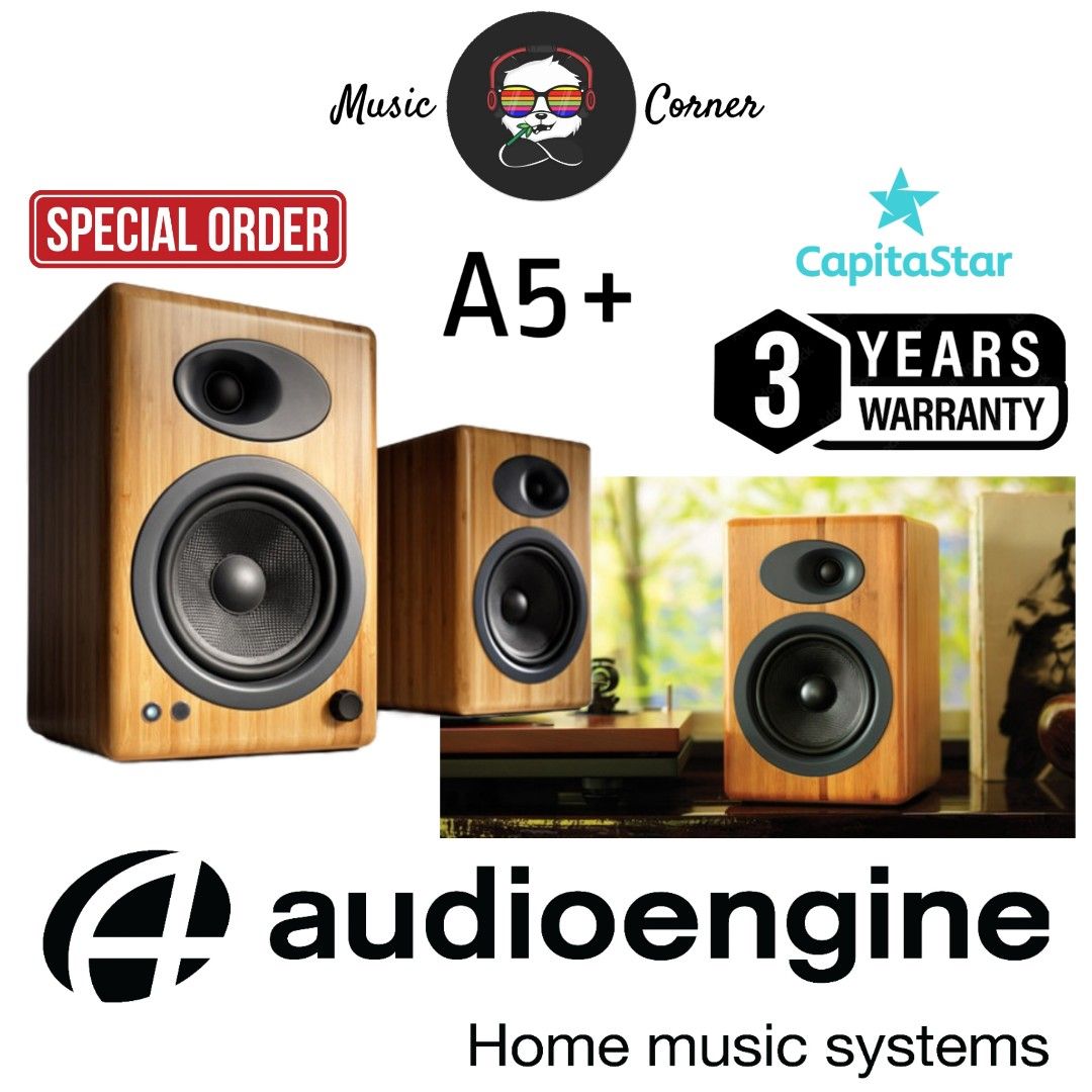 Audioengine A5+ 2-Way Bookshelf Speakers (Natural Bamboo, Pair), Audio ...