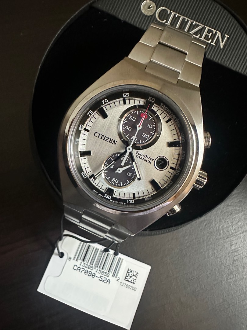 Citizen Titanium Speedtimer Panda Dial Ecodrive Sweeping Chrono Hand ...