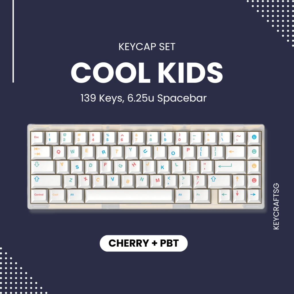 GMK Cool Kids Keycaps Cherry Profile PBT Dye Sublimation for Cute Happy ...