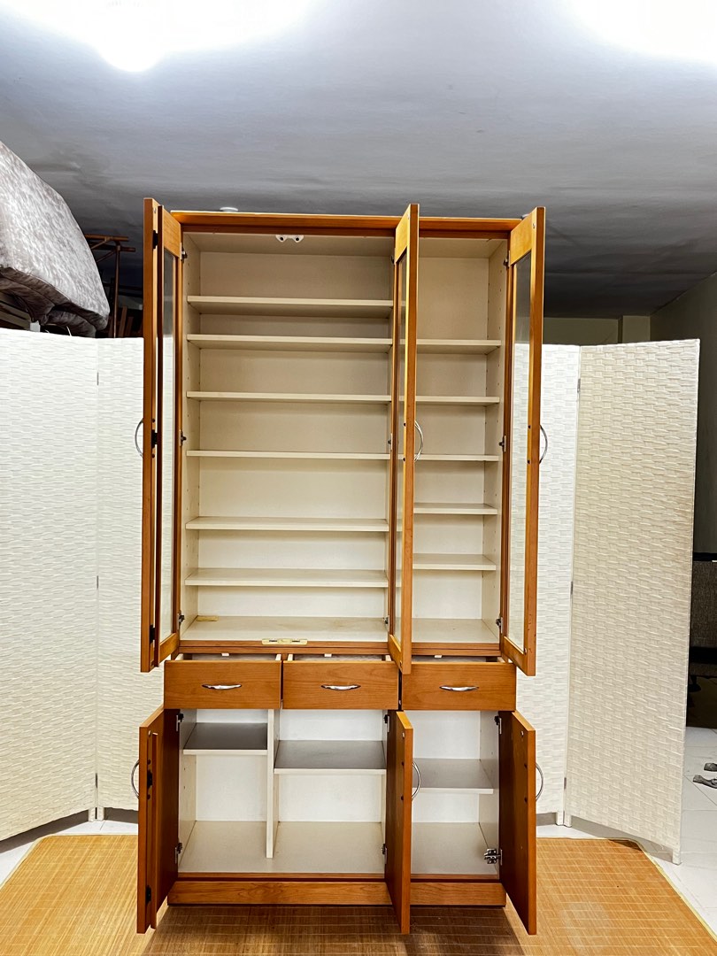 JAPAN SURPLUS DISPLAY/PANTRY CABINET 3 GLASS DOOR WITH ADJUSTABLE ...