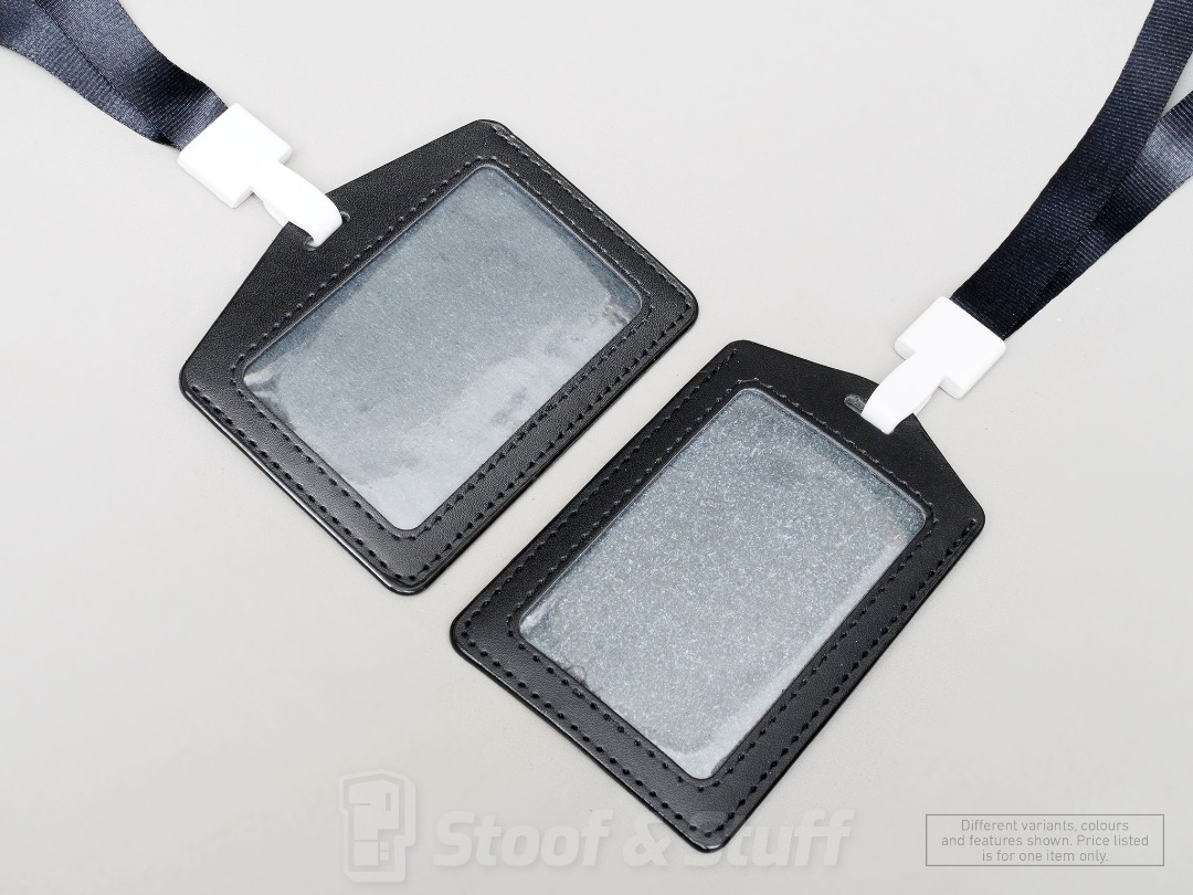 Leather ID Card Holder with Plastic Attachment and Strap [ landscape ...