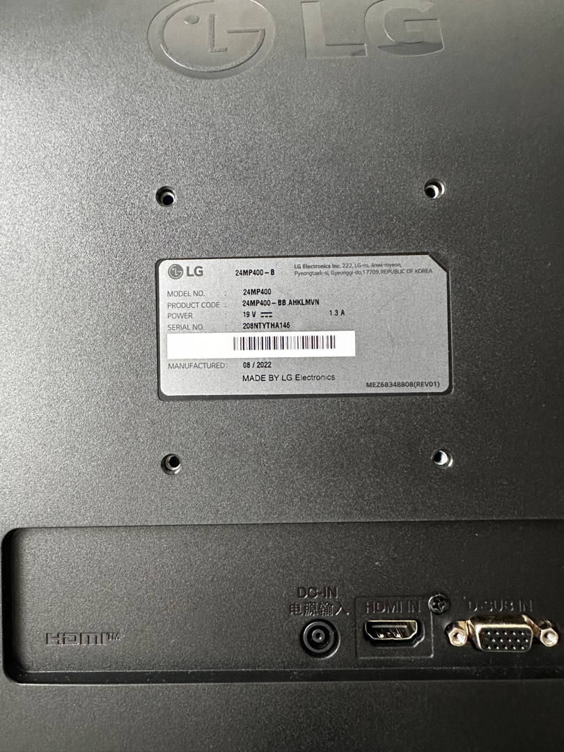 LG Monitor (24MP400-B 23.8") Full HD, Computers & Tech, Parts ...