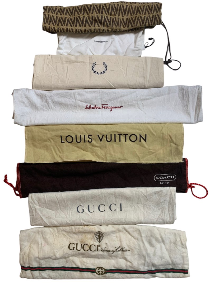 Lot of 9 Luxury brand Dust Bag (Gucci, Louis Vuitton, Coach, Salvatore ...