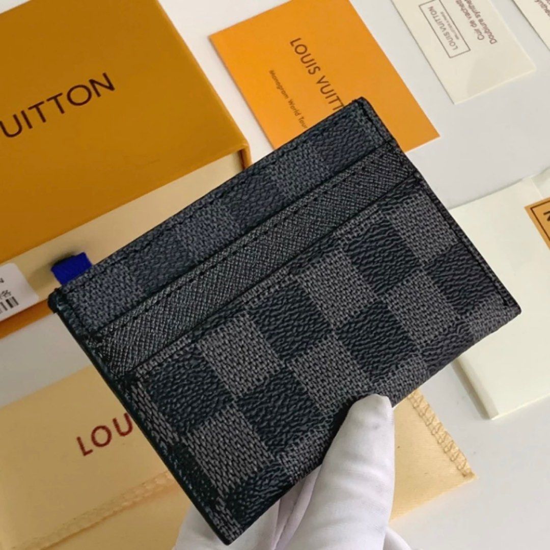 LV Card Holder Black Checkered, Luxury, Bags & Wallets on Carousell