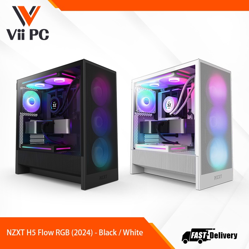 NZXT H5 Flow RGB / NON RGB (2024) - Black / White, Computers & Tech ...