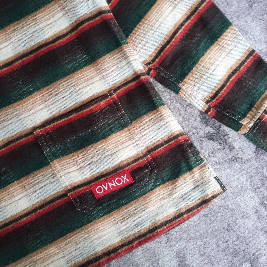 Ovnox navajo/native american stripes made in japan flannel shirt jacket ...