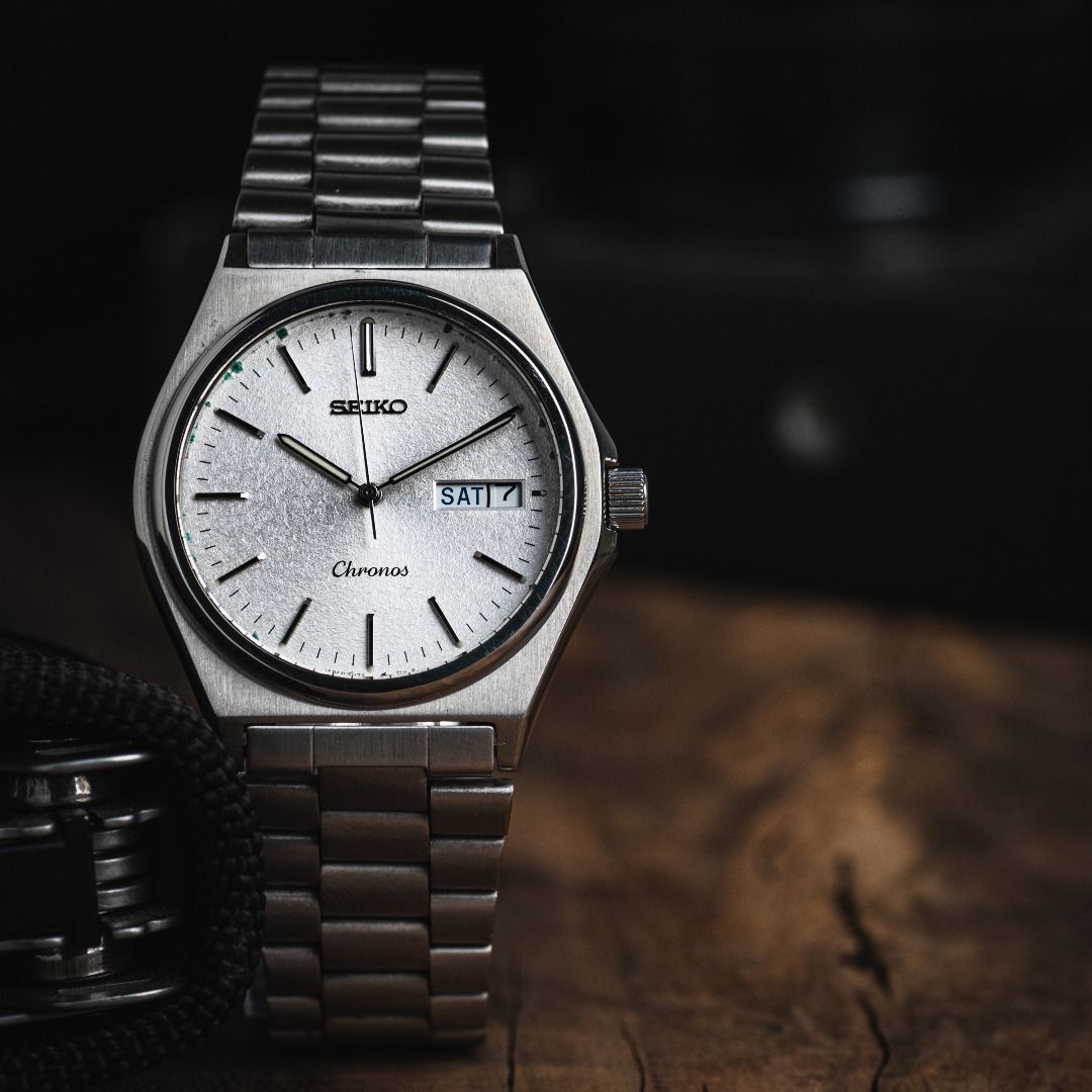 Seiko chronos white snowflake dial, butiran salju, mulus, rare vintage ...