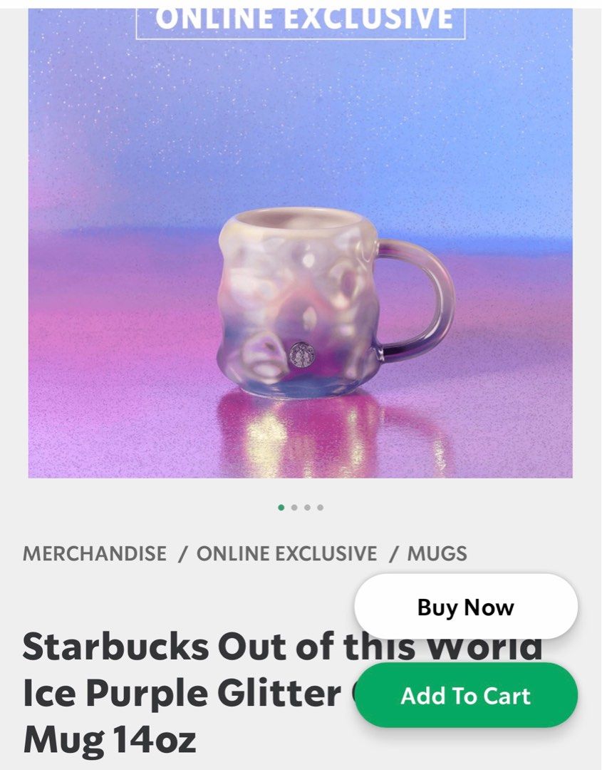 Starbucks Out of this World Ice Purple Glitter Ceramic Mug, Furniture ...