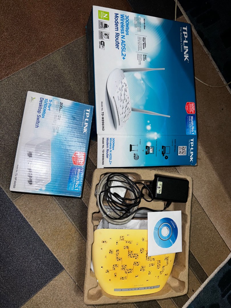 Tp Link Modem Router + Desktop Switch, Computers & Tech, Office ...